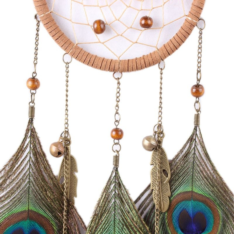 Brauner Traumfänger Marrone mit Pfaufedern